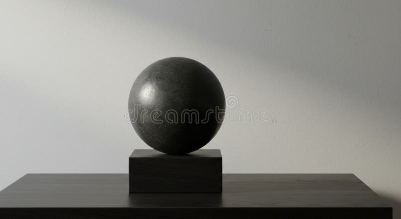 A Smooth, Dark Sphere is Centrally Placed on a Square Pedestal Made ...
