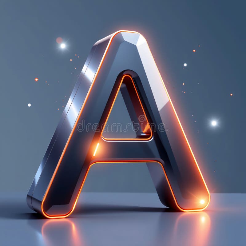 Smooth Digital Letter Alphabet a with Gradient Effects Stock ...