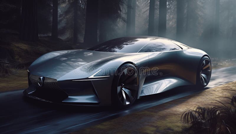 Smooth Driving in a Shiny Sports Car with Modern Technology Generated ...