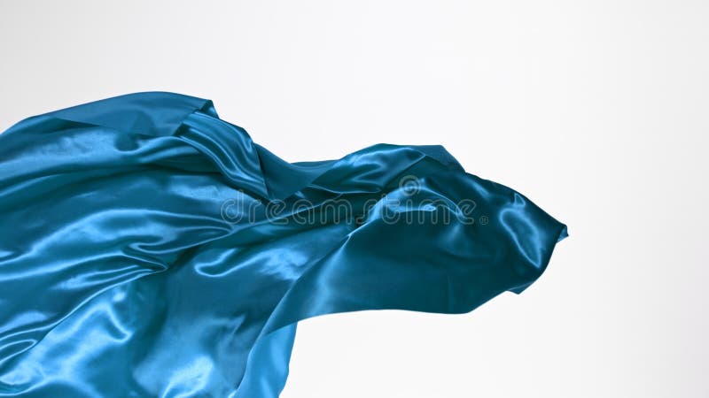 Smooth Elegant Blue Satin Cloth Separated on White Background. Texture ...