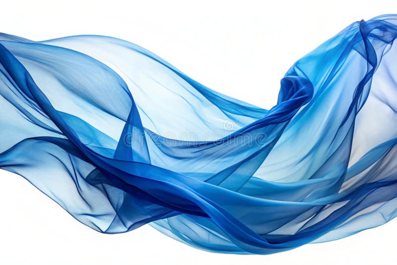 Smooth Elegant Blue Transparent Cloth on White Background Stock ...