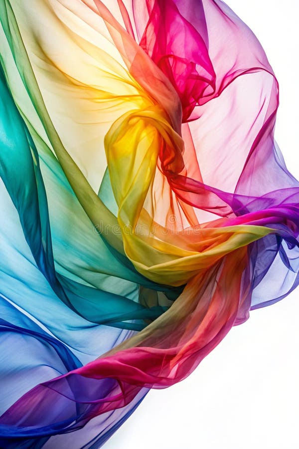 Smooth Elegant Colorful Transparent Cloth on White Background Stock ...