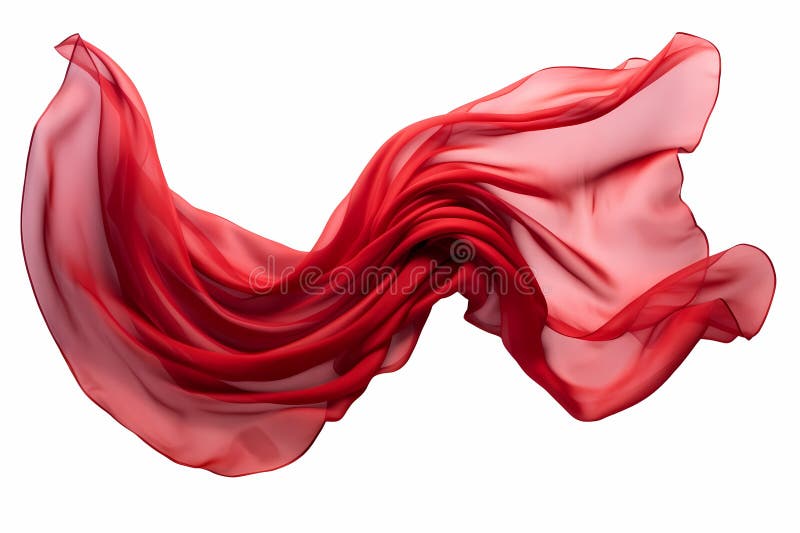 A Smooth Elegant Red Transparent Fabric Separated on a White Background ...
