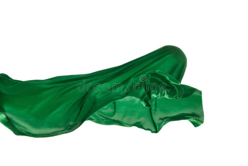 Smooth Elegant Transparent Green Cloth Separated on White Background ...