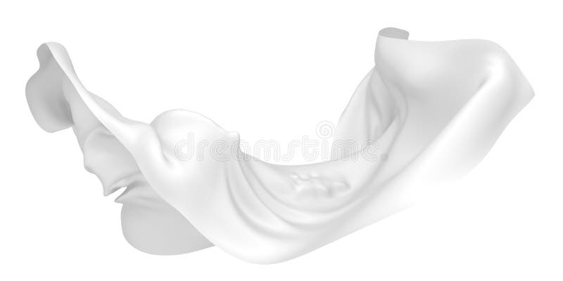 Flying White Silk Fabric with Folds Stock Illustration - Illustration ...