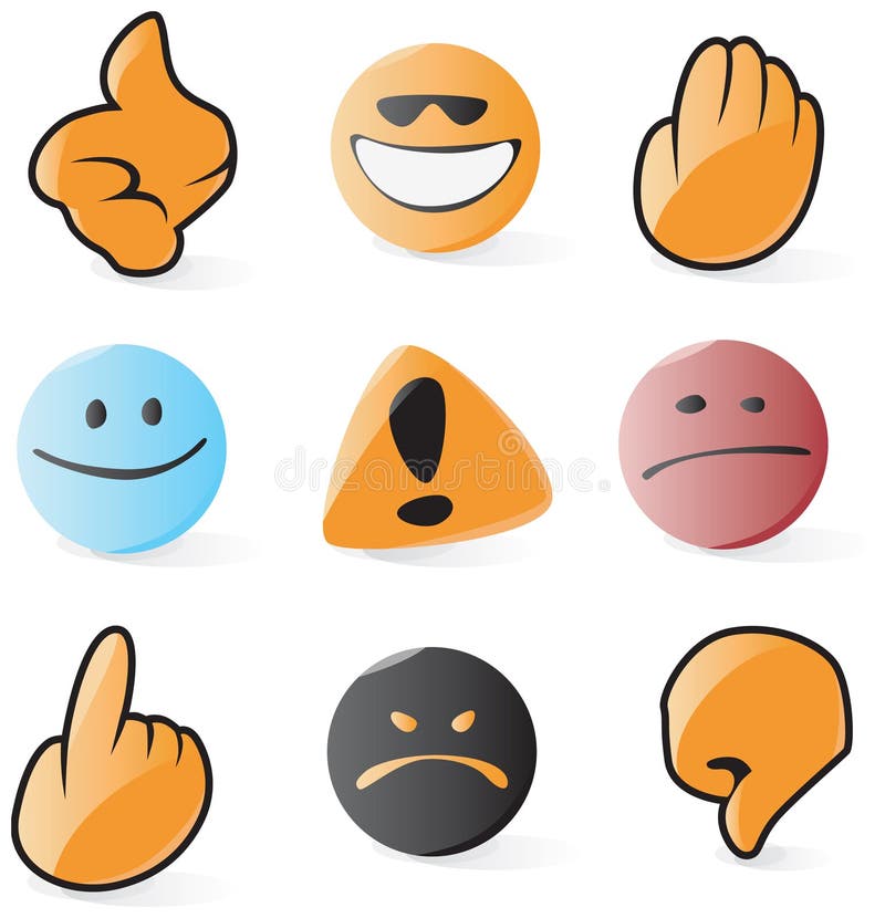 Set of Hands Icons and Symbols, Emoji Stock Vector - Illustration of ...