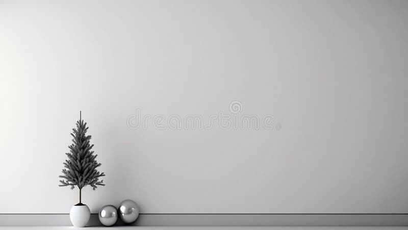 Smooth Empty Wall Black and White Tone Decorate with Christmas Theme ...