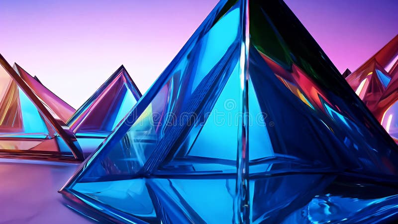 Smooth Endless Loop of Glass Pyramids Unfolding and Rotating ...