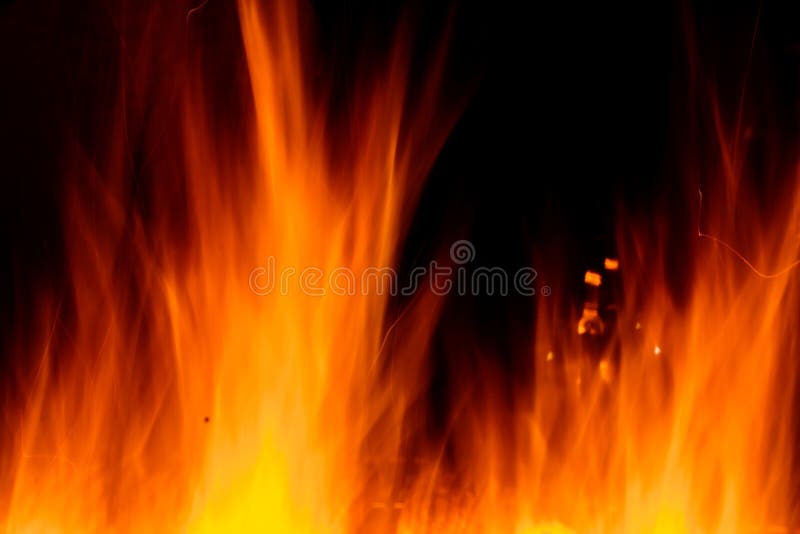 Smooth Fire Flames Background on Black Stock Photo - Image of detail ...