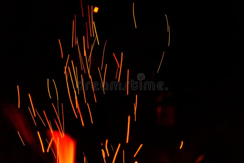 Fire Sparks for Digital Compositing on Black Background Stock Image ...
