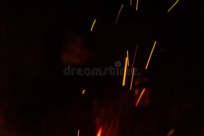 Macro Tiny Fire Sparks for Digital Compositing on Black Background ...