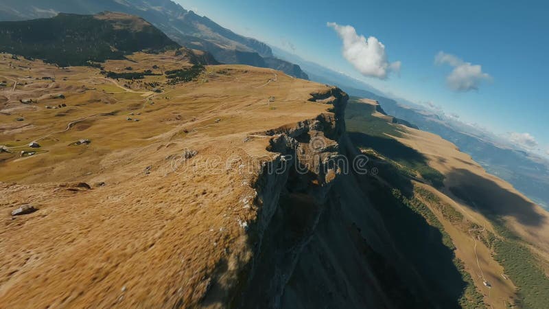 Smooth Flight Along the Mountain Range, Filmed by FPV Drone. Seceda ...