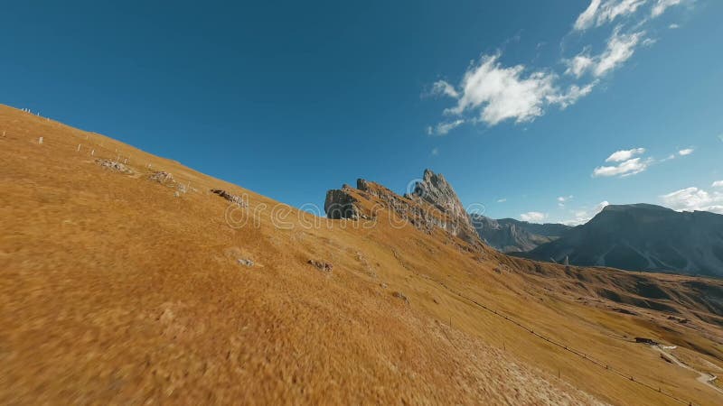 Smooth Flight Along the Mountain Range, Filmed by FPV Drone. Seceda ...