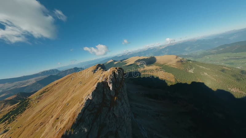 Smooth Flight Along the Mountain Range, Filmed by FPV Drone. Seceda ...