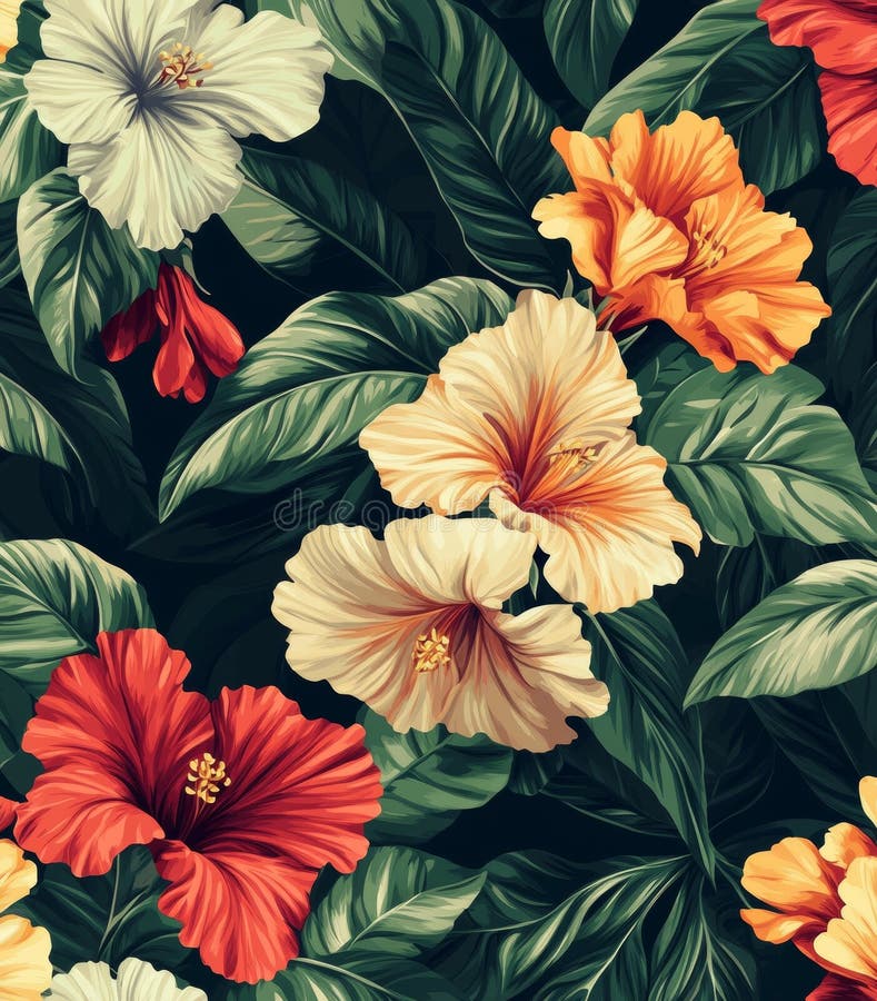 A Smooth Floral Design Featuring Watercolor Flowers Drawn by Hand Stock ...