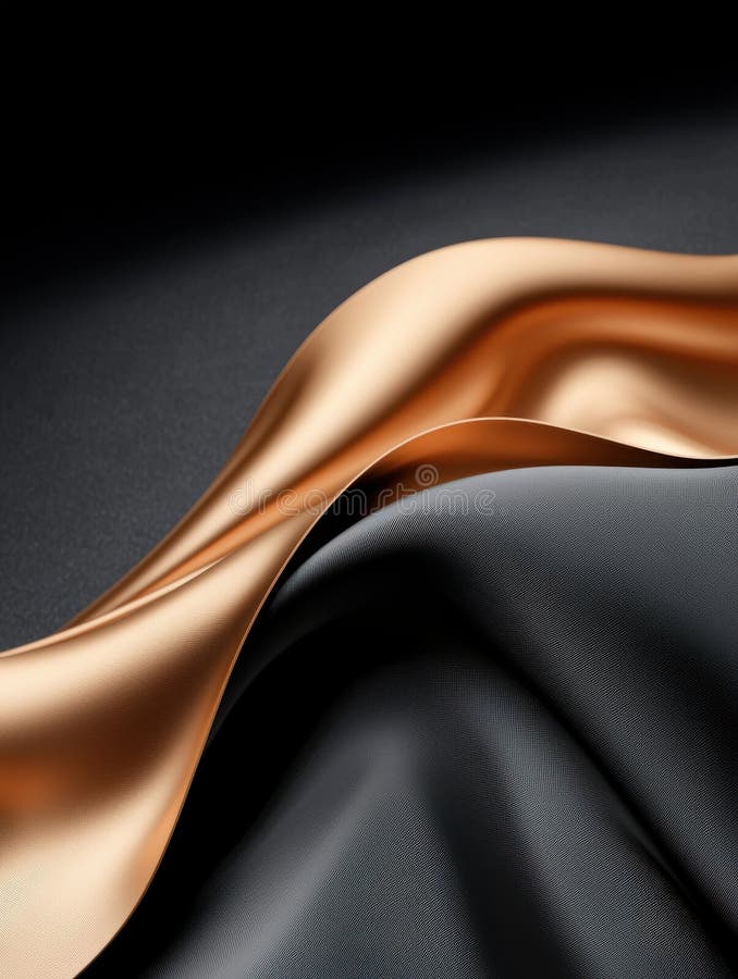 Smooth Flow of Glowing Textures in Black and Gold, Creating Serene and ...
