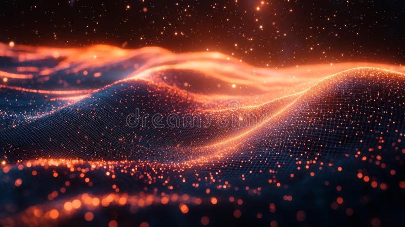 Quantum Particles and Digital Grids in a Futuristic Setting Stock ...