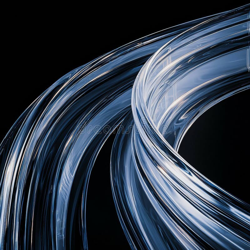 Smooth, Flowing Abstract Shapes and Curves in Glossy Blue. Stock Photo ...