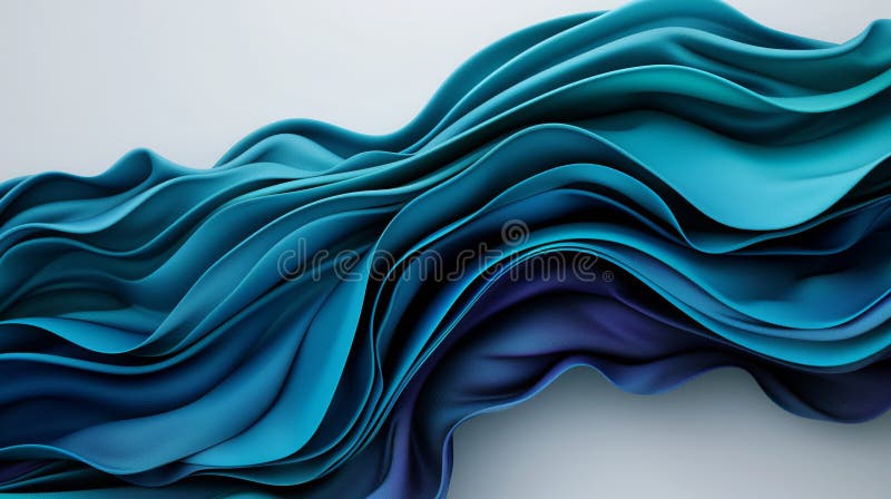 Smooth, Flowing Blue and Green Waves Against a White Backdrop Stock ...
