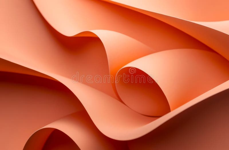 Smooth Flowing Curves Created by Sheets of Peach-colored Paper ...