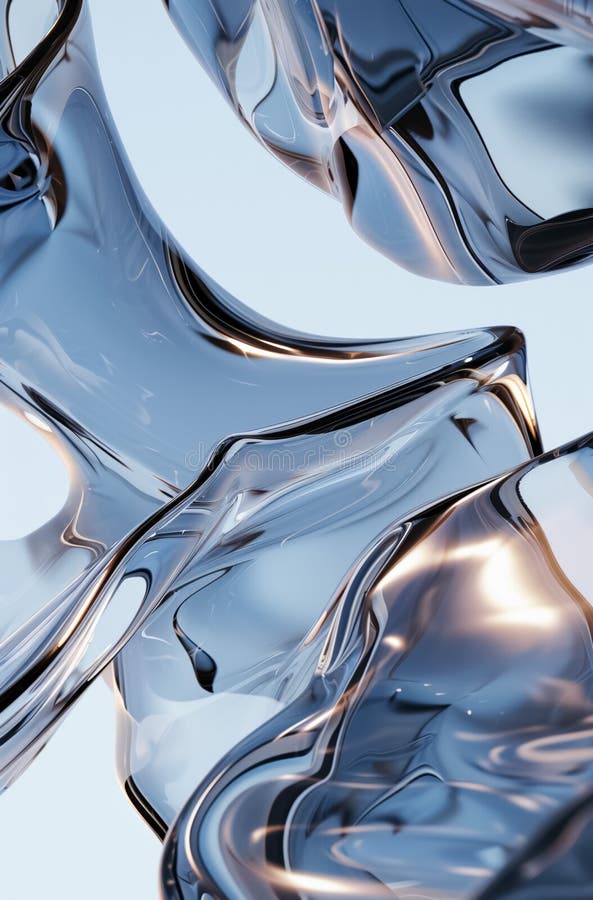 Smooth Flowing Glass Shapes in Dynamic Composition, Transparency and ...