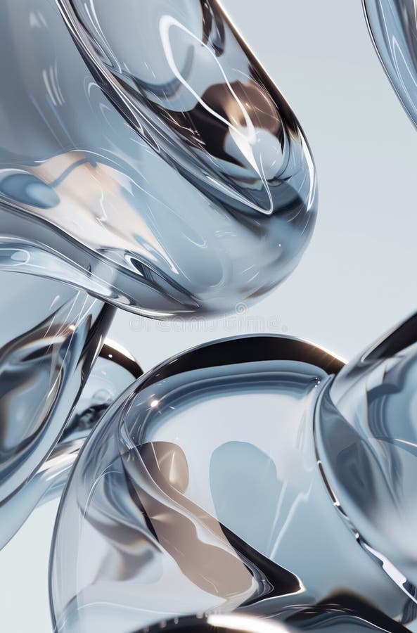 Smooth Flowing Glass Shapes in Dynamic Composition, Transparency and ...