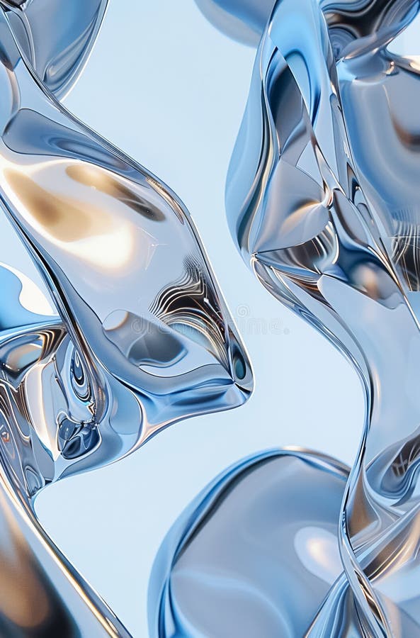 Smooth Flowing Glass Shapes in Dynamic Composition, Transparency and ...