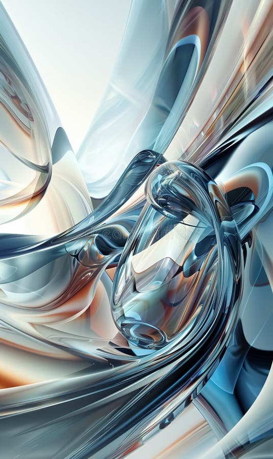 Smooth Flowing Glass Shapes in Dynamic Composition, Transparency and ...