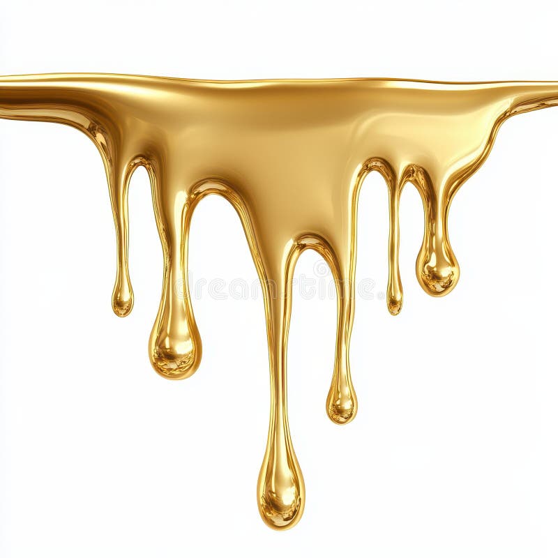 A Smooth, Flowing Golden Liquid Drips from the Edge, Creating an ...