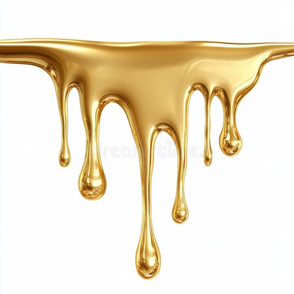 A Smooth, Flowing Golden Liquid Drips from the Edge, Creating an ...
