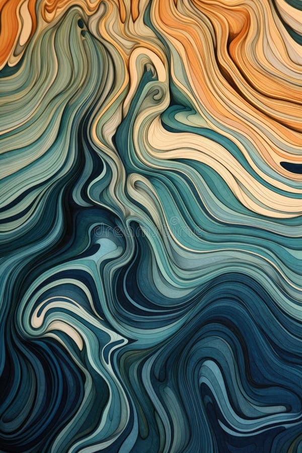 Smooth Flowing Lines in Mesmerizing Wave Pattern Stock Illustration ...