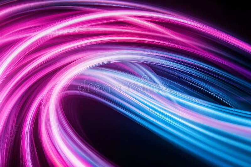 Smooth, Flowing Pink and Blue Light Trails in an Abstract Circular ...
