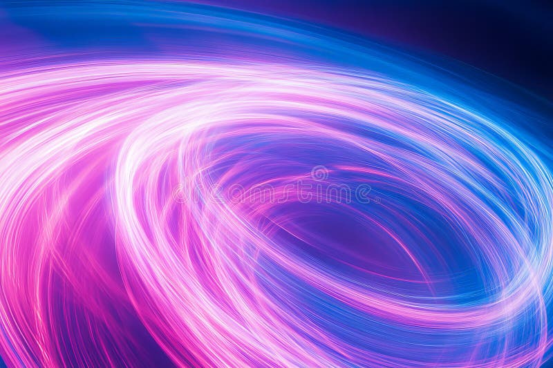 Smooth, Flowing Pink and Blue Light Trails in an Abstract Circular ...
