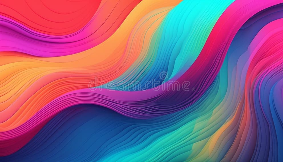 Smooth Flowing Rainbow Wave Pattern, Digitally Generated Image, Vibrant ...