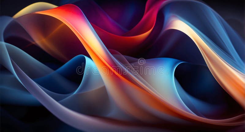 Smooth, Flowing Ribbons of Color Intertwine and Undulate Against a Deep ...