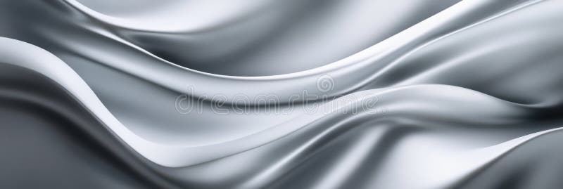 Smooth Flowing Silver Fabrics Creating Abstract Metal Surface Waves ...
