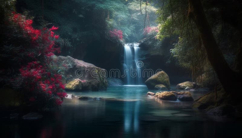 Smooth Flowing Water Reflects Majestic Natural Beauty Generated by AI ...