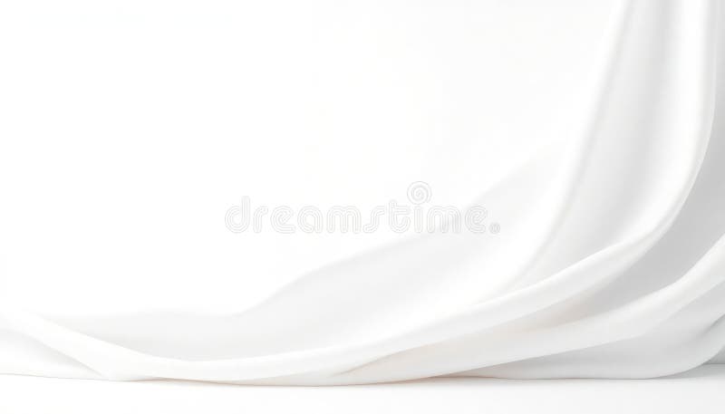 Smooth Flowing White Fabric Drapes Elegantly on White Background ...