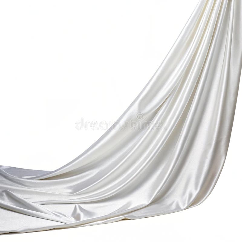 Smooth Flowing White Satin Fabric Draped in Midair Stock Illustration ...