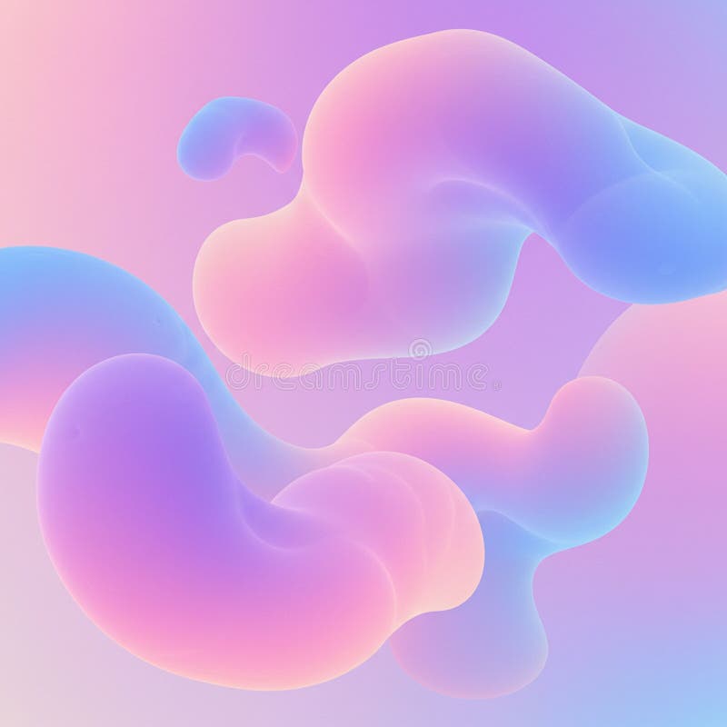 Smooth, Fluid Abstract Shapes Float Against a Gradient Background of ...