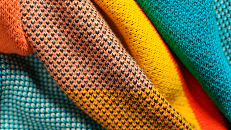 Smooth Folded Multi Colored Knitted Fabrics Stock Image - Image of knit ...