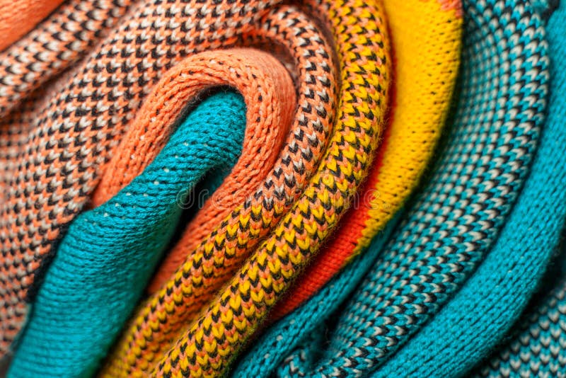 Smooth Folded Multi Colored Knitted Fabrics Stock Photo - Image of ...