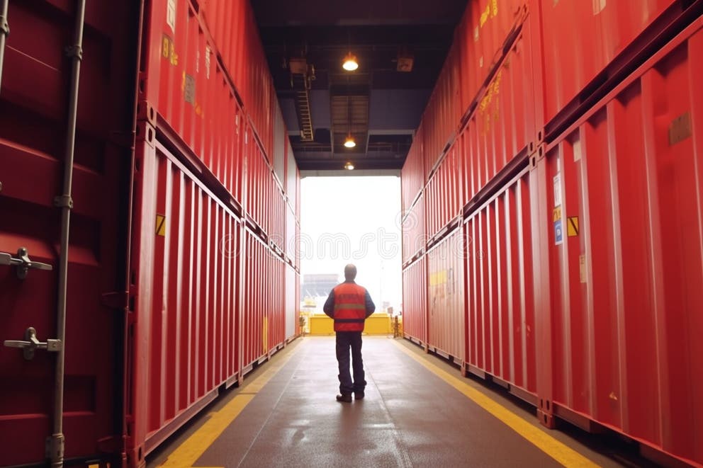 Smooth Freight Handling, Foreman Oversees Container Loading on Cargo Vessel Stock Illustration ...