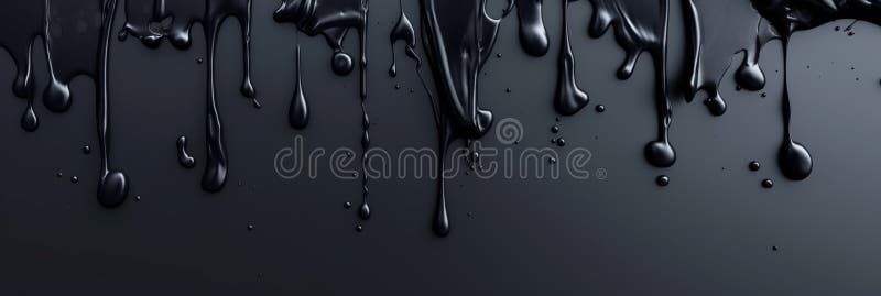 Smooth Glossy Black Paint Dripping Down Over a Dark Surface, Creating ...