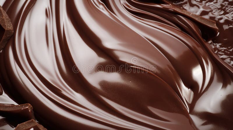 Smooth and Glossy Flowing Chocolate with Rich Waves and Broken ...