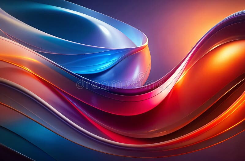 Smooth, Glossy Forms in Abstract, Modern Design, Warm To Cool Color ...