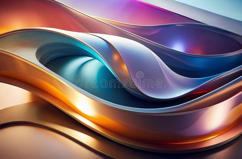 Smooth, Glossy Forms in Abstract, Modern Design, Warm To Cool Color ...
