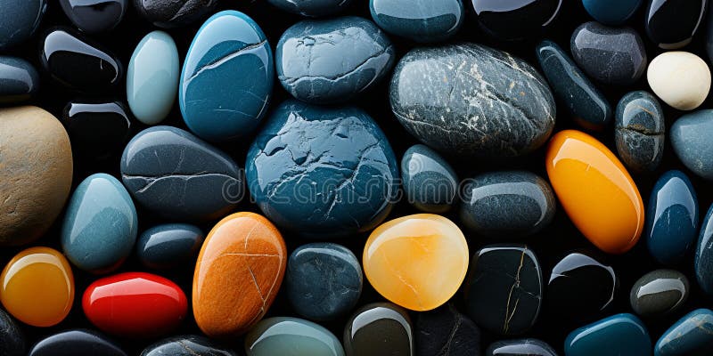 The Smooth, Glossy Texture of a River Rock, with Waterworn Pebbles ...