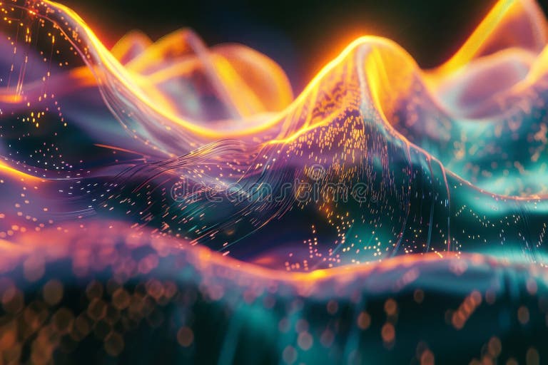 Smooth Glowing Waves of Orange and Blue Light Flowing Dynamically ...