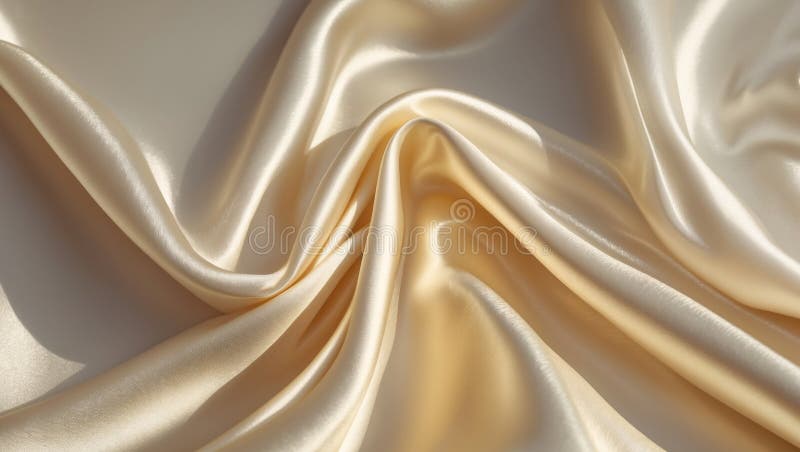 Smooth Golden Fabric Draping Elegantly in Soft Folds Stock Photo ...